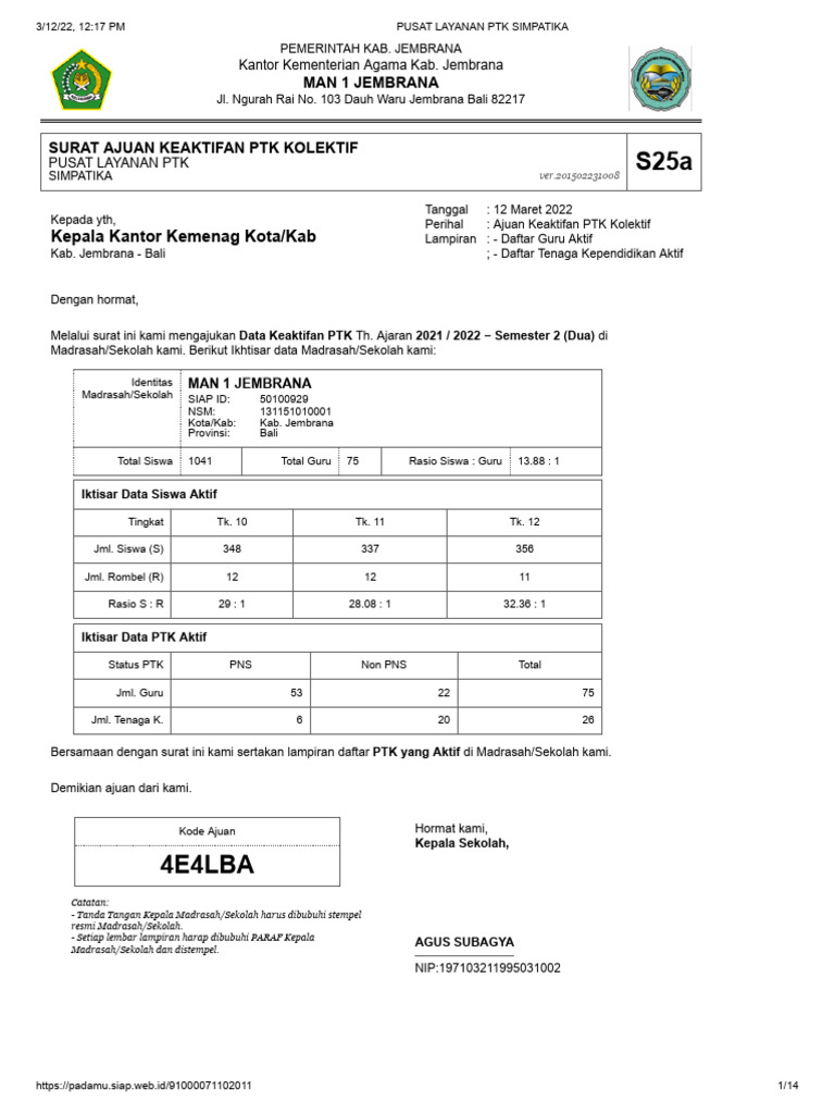 Pusat Layanan PTK Simpatika | PDF
