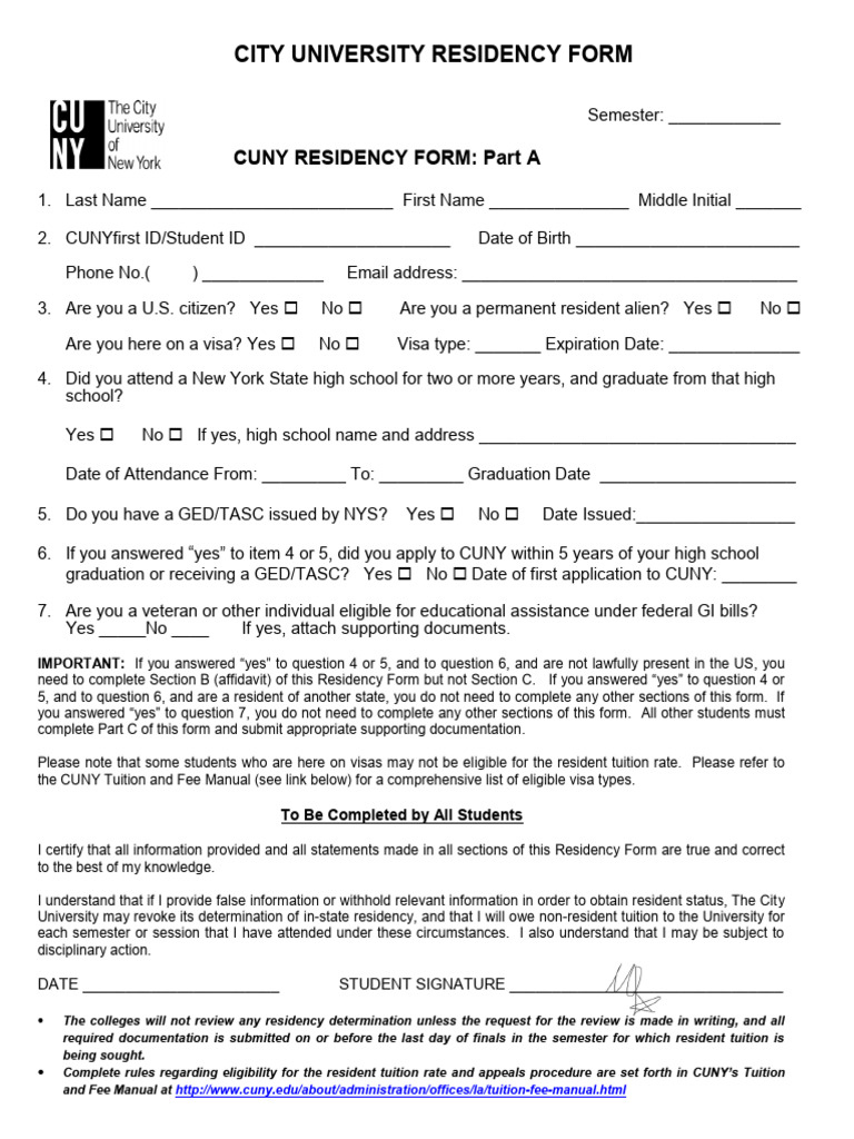 Residency Form | PDF