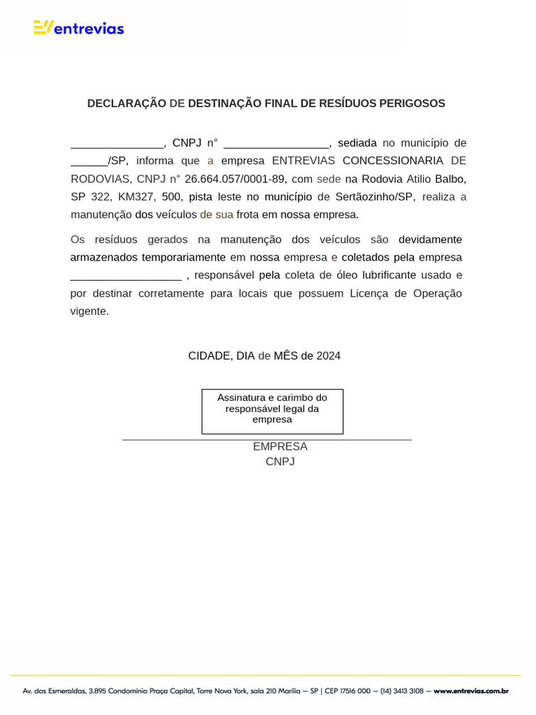 Modelo de Declaração | PDF