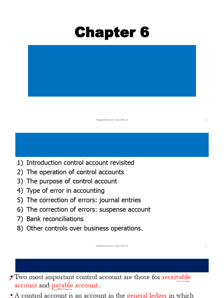 Chapter6 Control Accounts and The Correction of Errors. | PDF