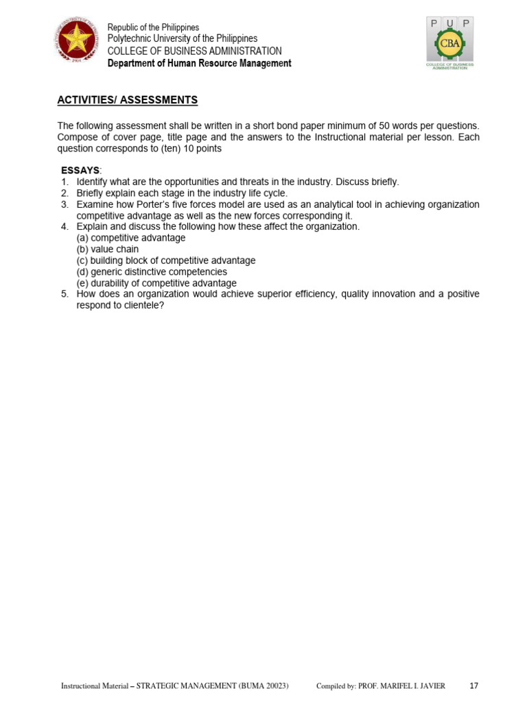 Buma 20023 - Strategic Management - Standard Im-3 | PDF