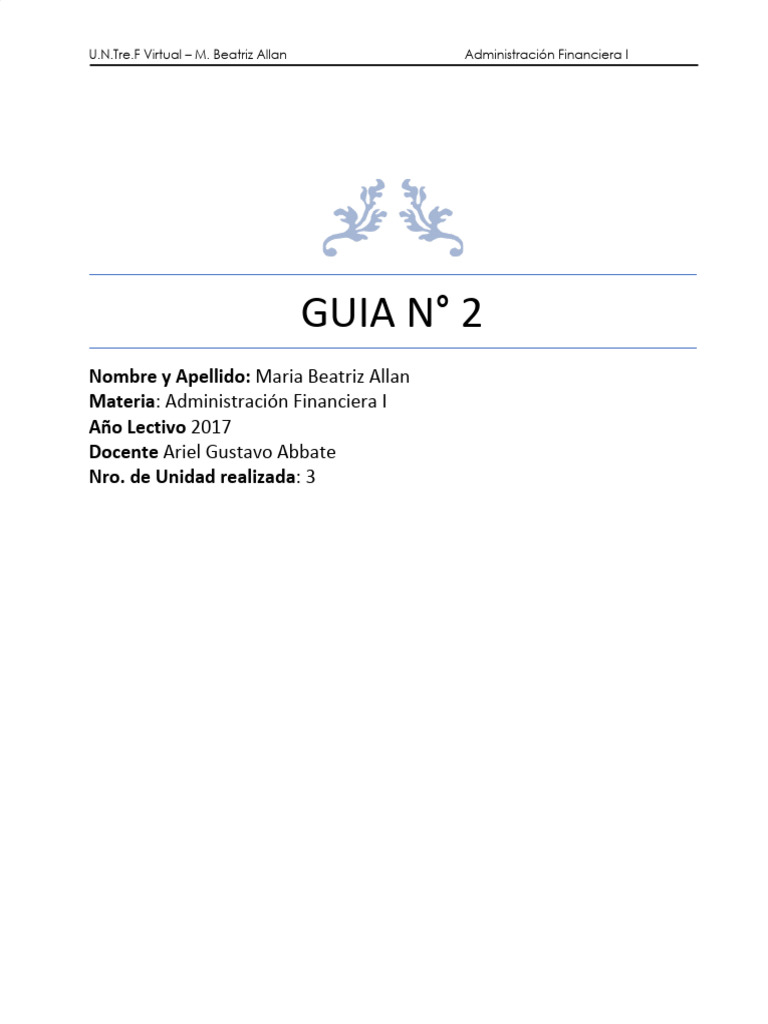 Administración Financiera I Guia N 2 Unidad III Docx 1 | PDF