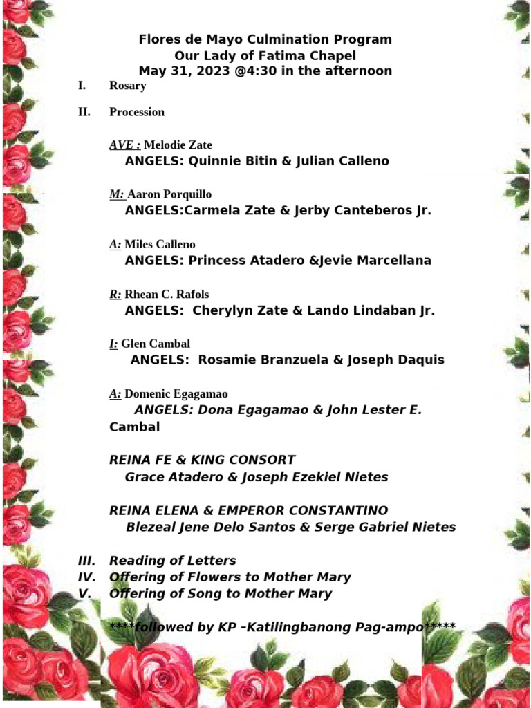 Flores de Mayo Culmination Program | PDF