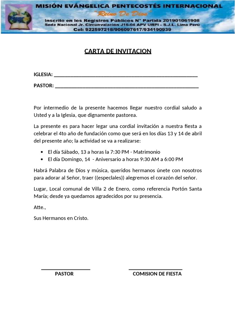 Carta de Invitacion | PDF