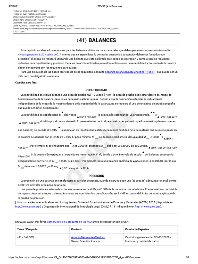 USP-NF 41 Balances | PDF