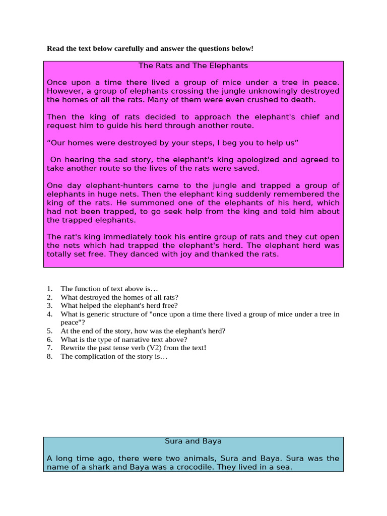 Soal Latihan Narrative Text | PDF | General Fiction