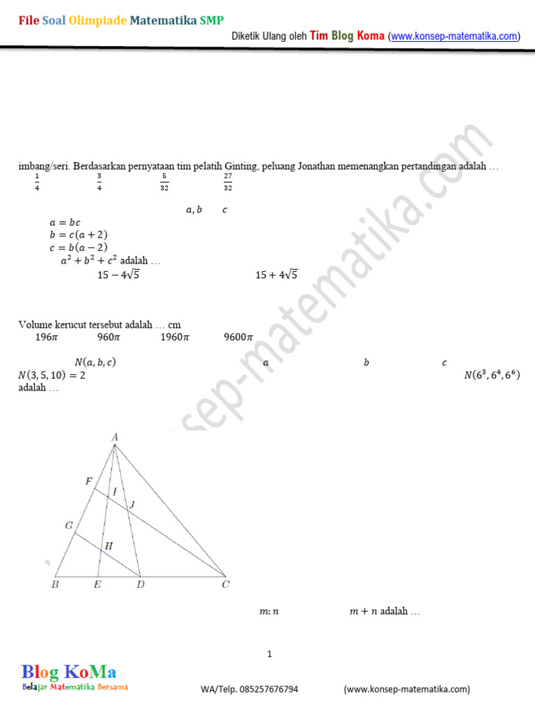 2024 Soal Osk Matik SMP | PDF