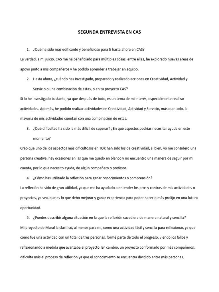 Segunda Entrevista CAS | PDF