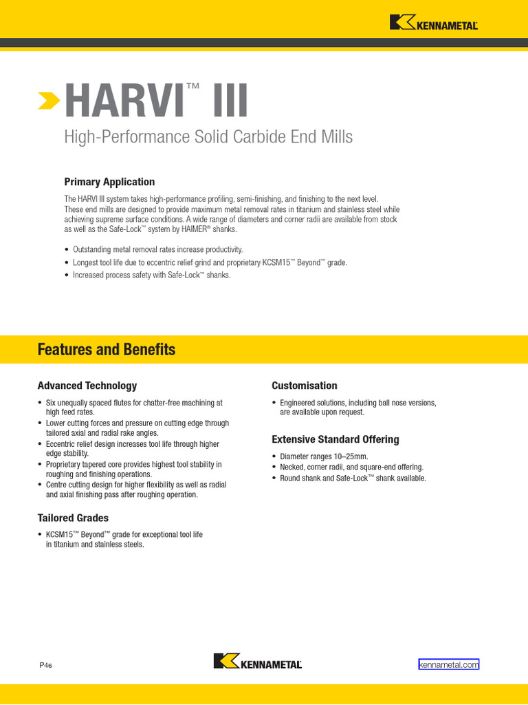 Kennametal Harvi-III | PDF
