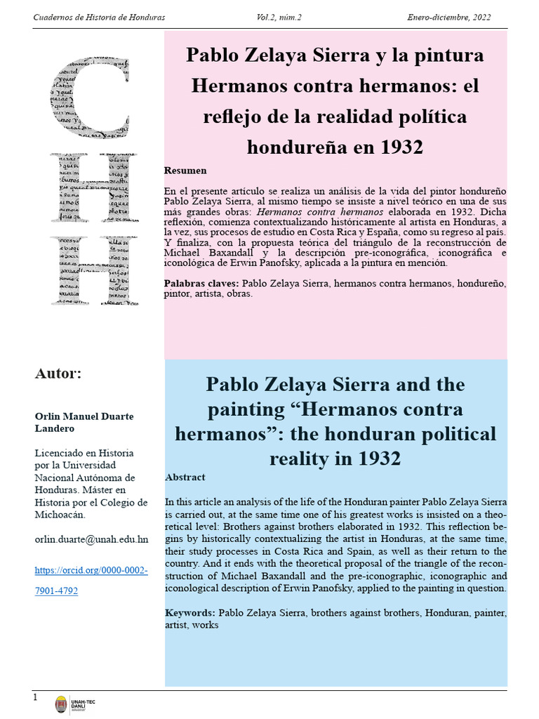 Pablo Zelaya Sierra y La Pintura Hermanos Contra Hermanos: El Reflejo de La Realidad Política ...