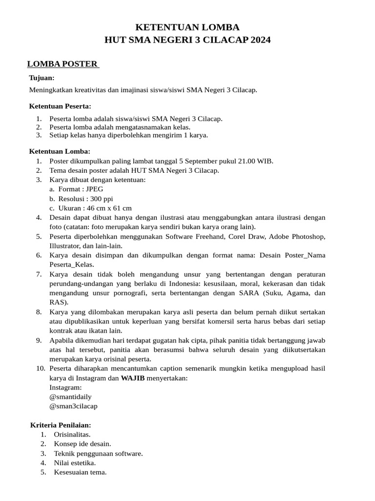 Ketentuan Lomba Hut 33' | PDF