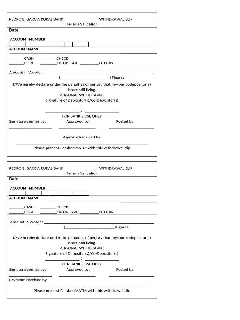 ENGLISH Q1 WEEK 2 Withdrawal Slip | PDF