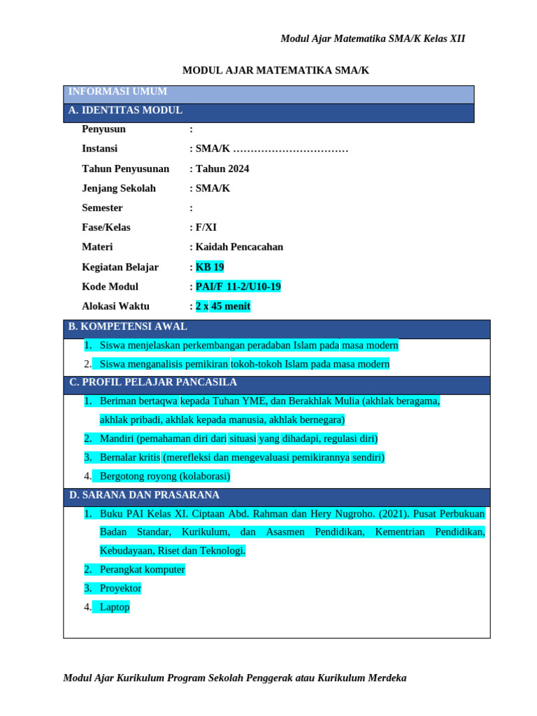Templet Modul | PDF