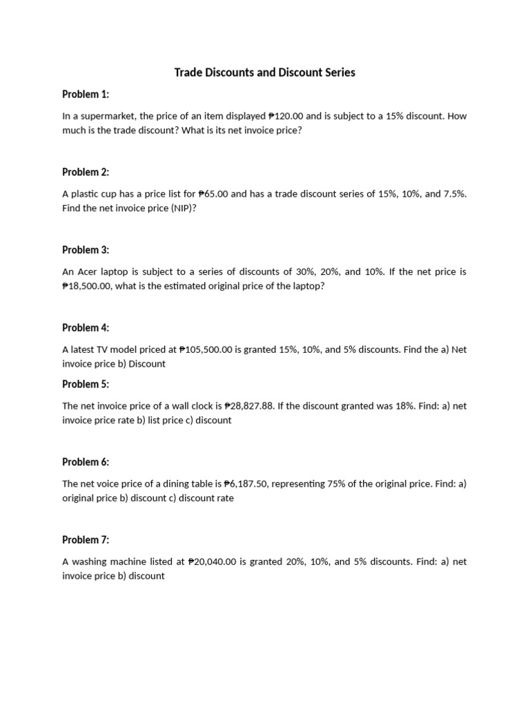 Trade Discounts and Discount Series | PDF