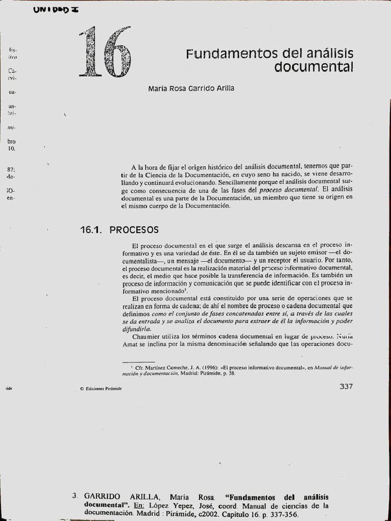 Garrido Arilla, M. R. (2002) Fundamentos Del Análisis Documental. | PDF