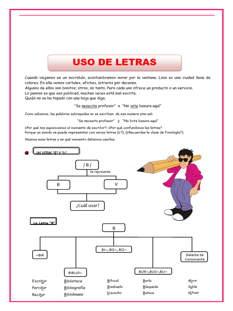 Uso de Letras para Primero de Secundaria | PDF