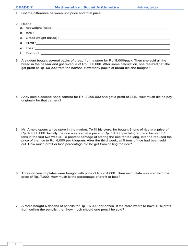 Social Arithmetics Part 1 | PDF