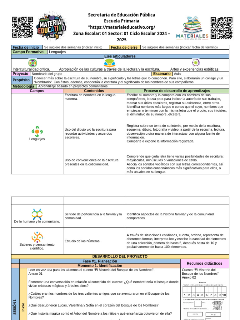 Secretaria de Educación Pública Escuela Primaria Zona Escolar: 01 Sector: 01 Ciclo Escolar 2024 ...