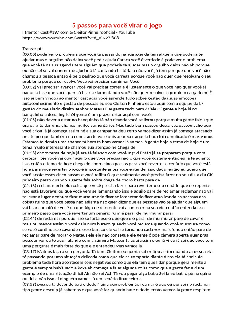5 Passos para Você Virar o Jogo | PDF | Dinheiro | Deus