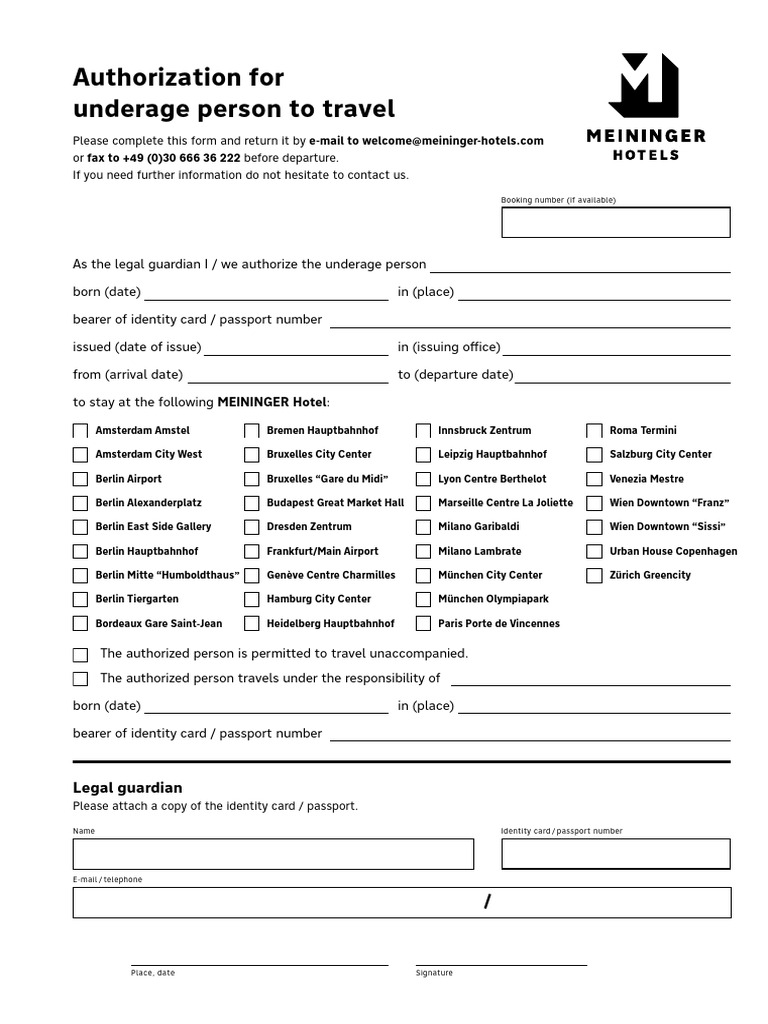 Child Travel Authorization Form | PDF | Government And Personhood ...