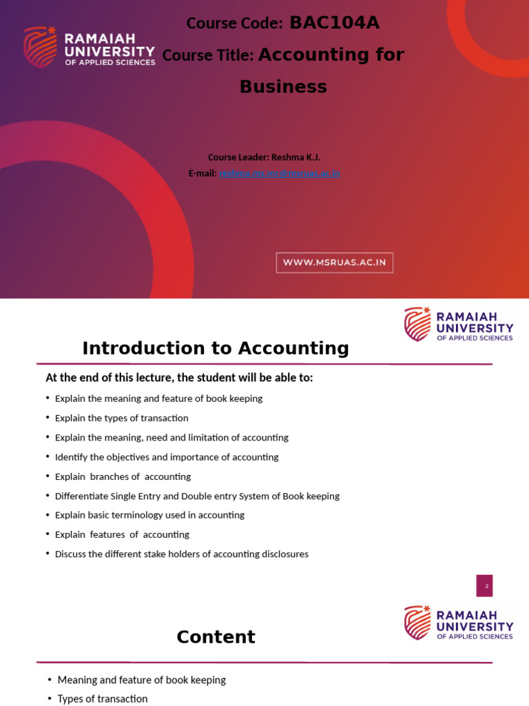 BAC104A - 1 Introduction To Accounting | PDF