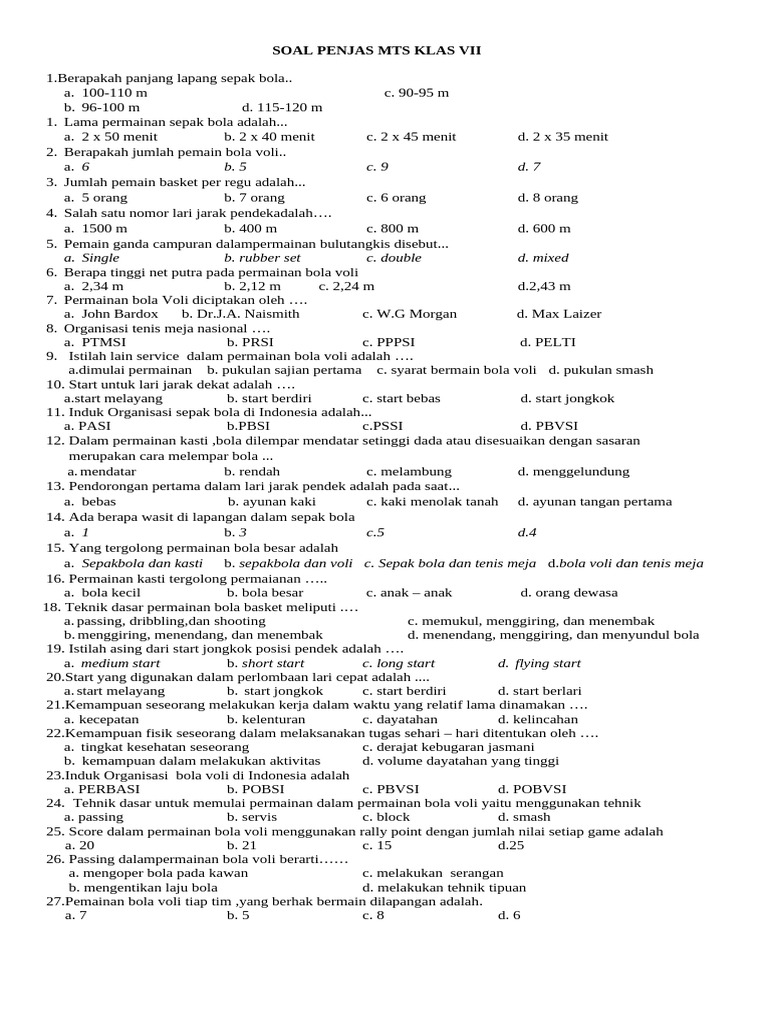 Soal Pas MTS KLS Vii | PDF