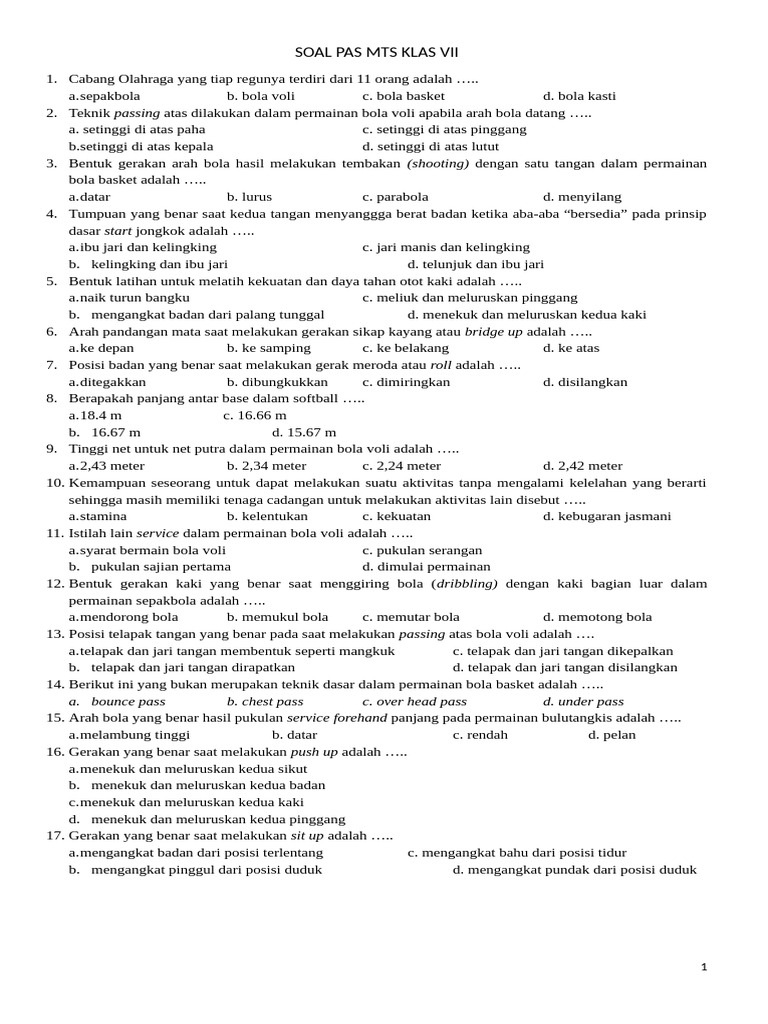 Soal Pas MTS KLS Vii | PDF
