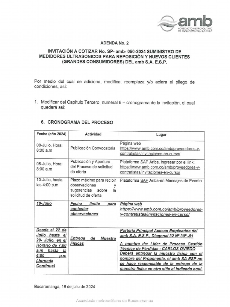 Adenda No 2 SP-amb-050-2024 | PDF