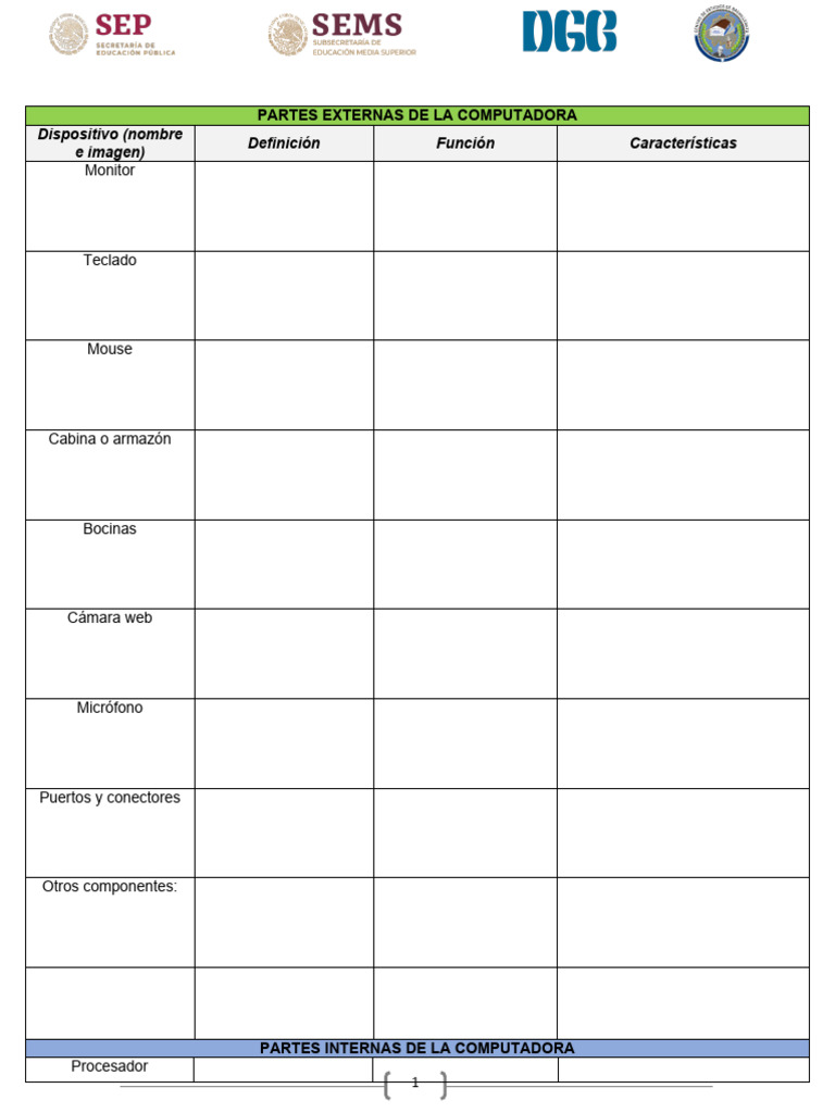 02 - Estructura - Cuadro Descriptivo - Hardw Interno y Externo | PDF ...