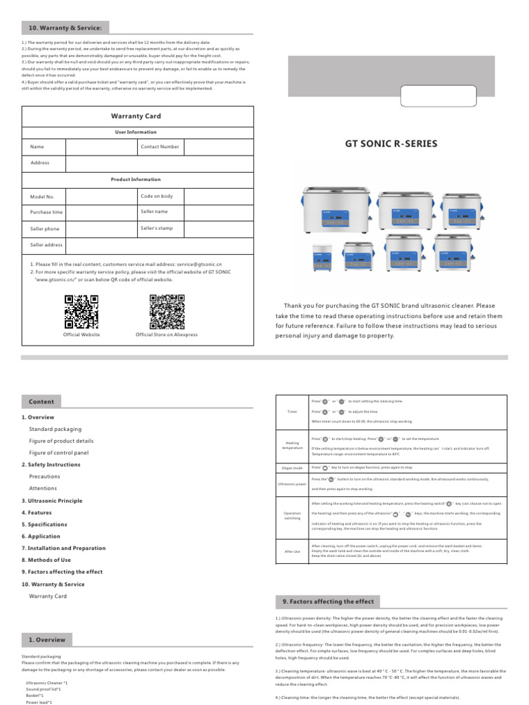 Sonikator GT Sonic | PDF