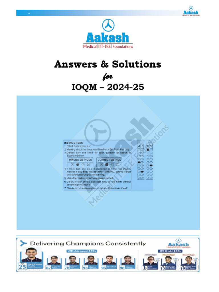 IOQM-2024-25 (Answers & Solutions) Final | PDF
