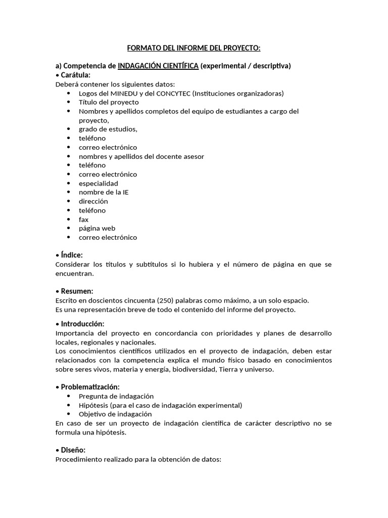 FORMATO DEL INFORME DEL PROYECTO EUREKA 2024 | PDF