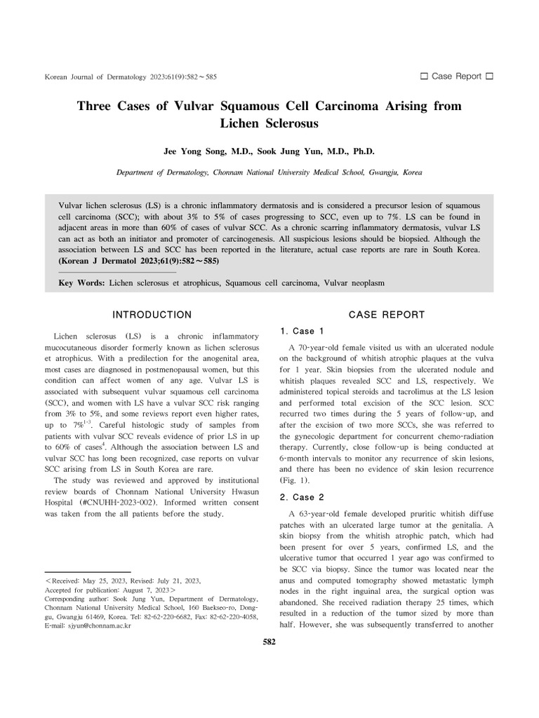Three Cases of Vulvar Squamous Cell Carcinoma Arising From Lichen Sclerosus | PDF | Neoplasms ...