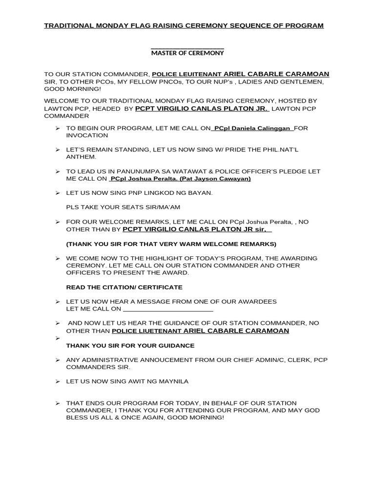 Flag Raising Program | PDF