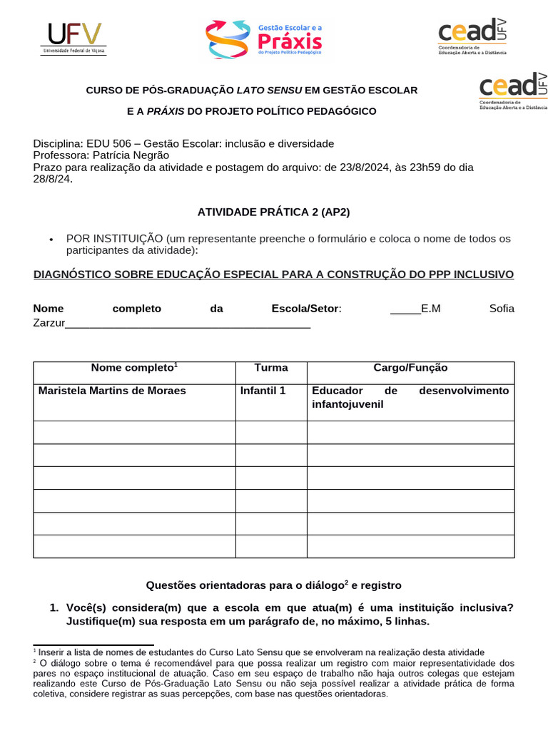 Atividade Prática 2 (Ap2) | PDF