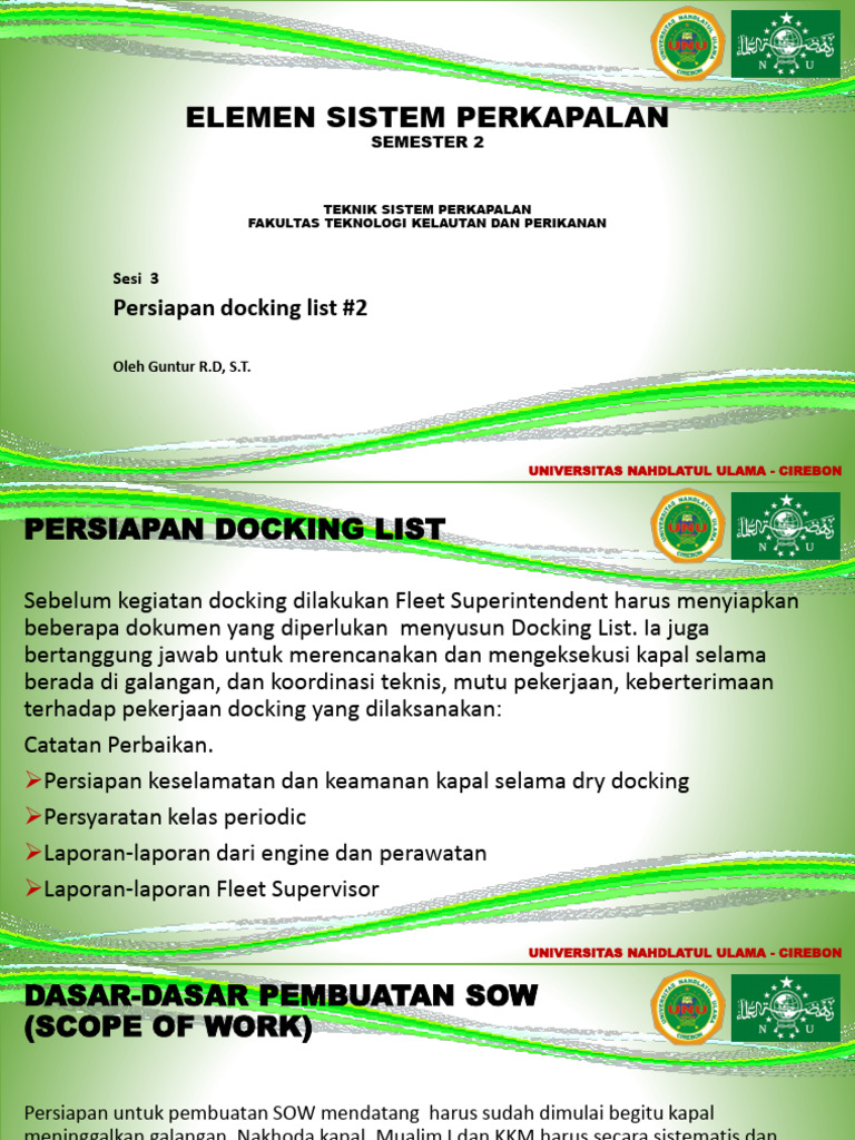 #3 Elemen Sistem Perkapalan (Persiapan Docking List #2) | PDF
