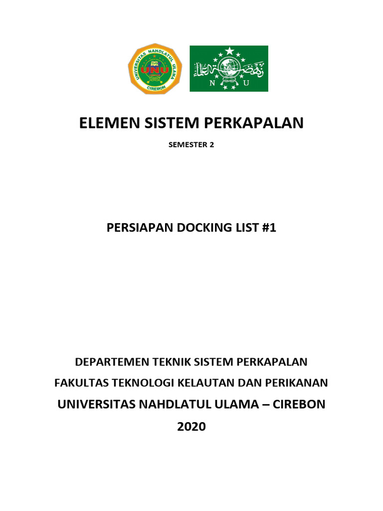 #2 Elemen Sistem Perkapalan (Persiapan Docking List #1) | PDF