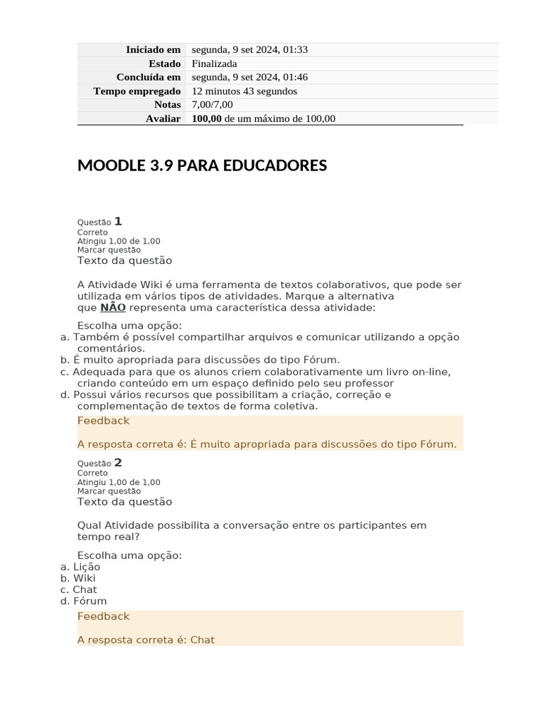 Ferramentas do Moodle 3.9 para Educadores | PDF | Wiki | Informática