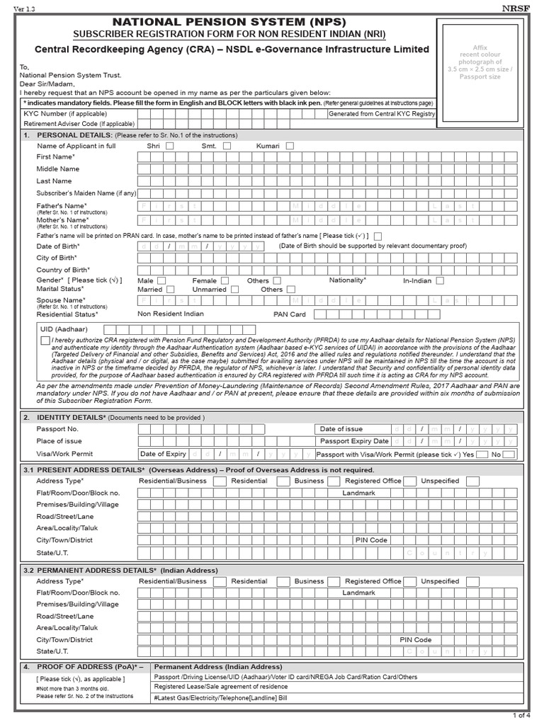 Form NRSF Subscriber Registration Form | PDF