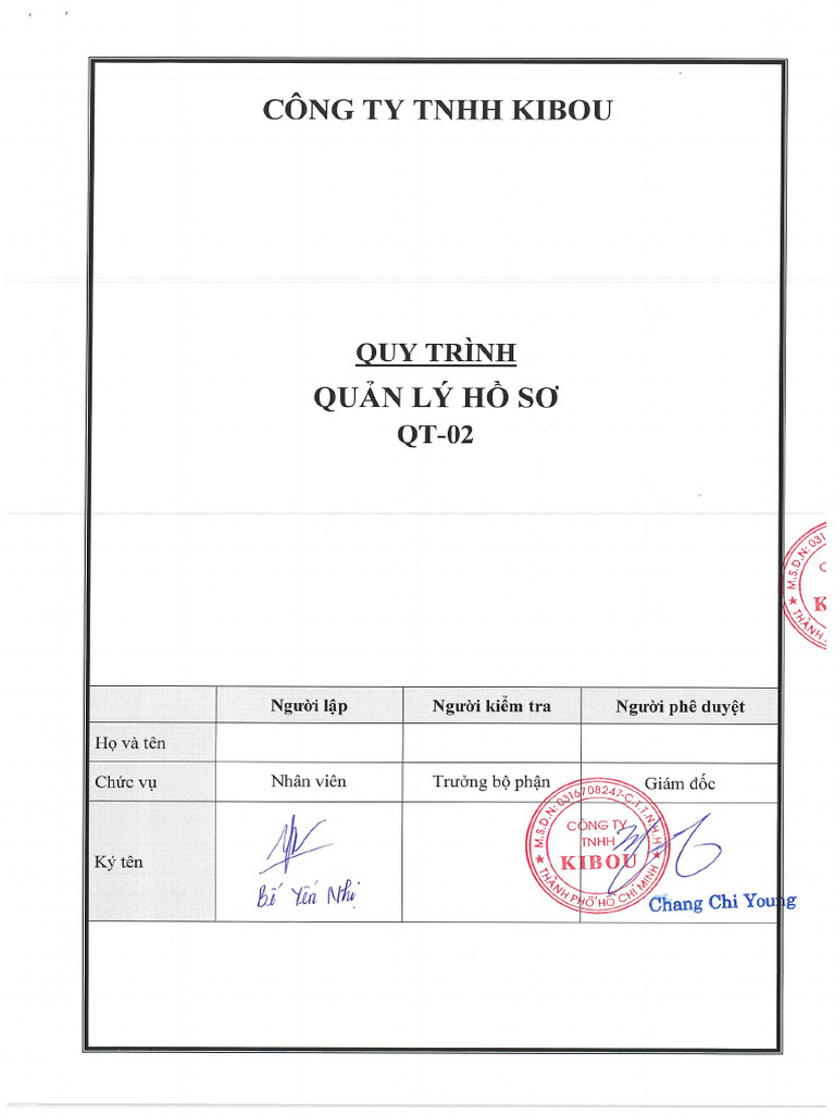 Qt-02 Quy Trình Quản Lý Hồ Sơ | PDF