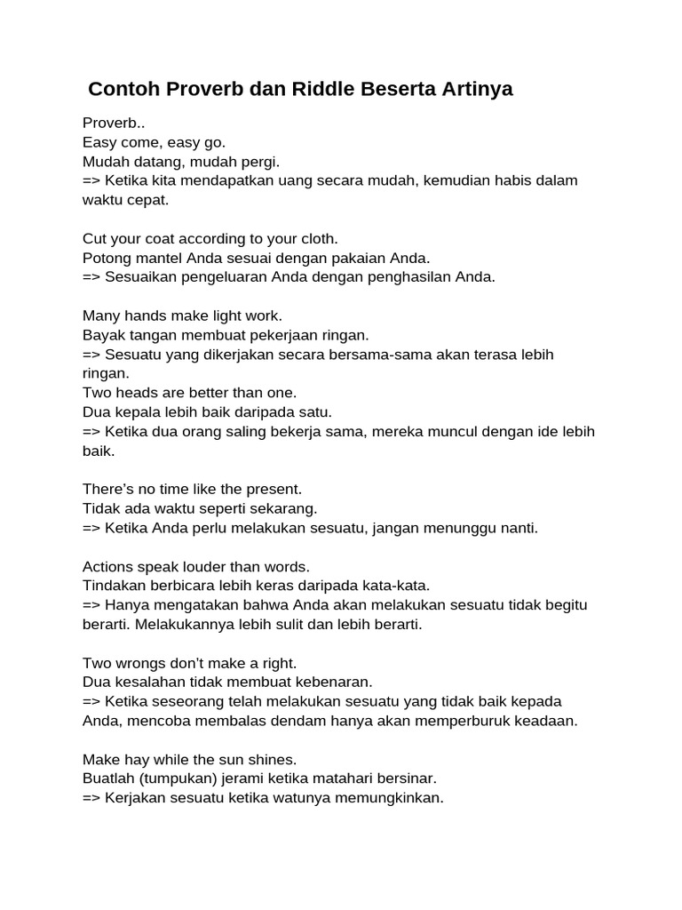 Contoh Riddles Dan Jawabannya | PDF