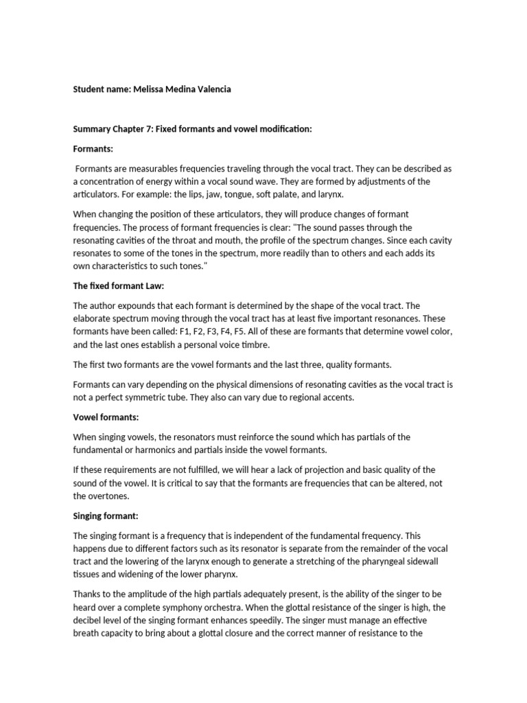 Formants Summary | PDF