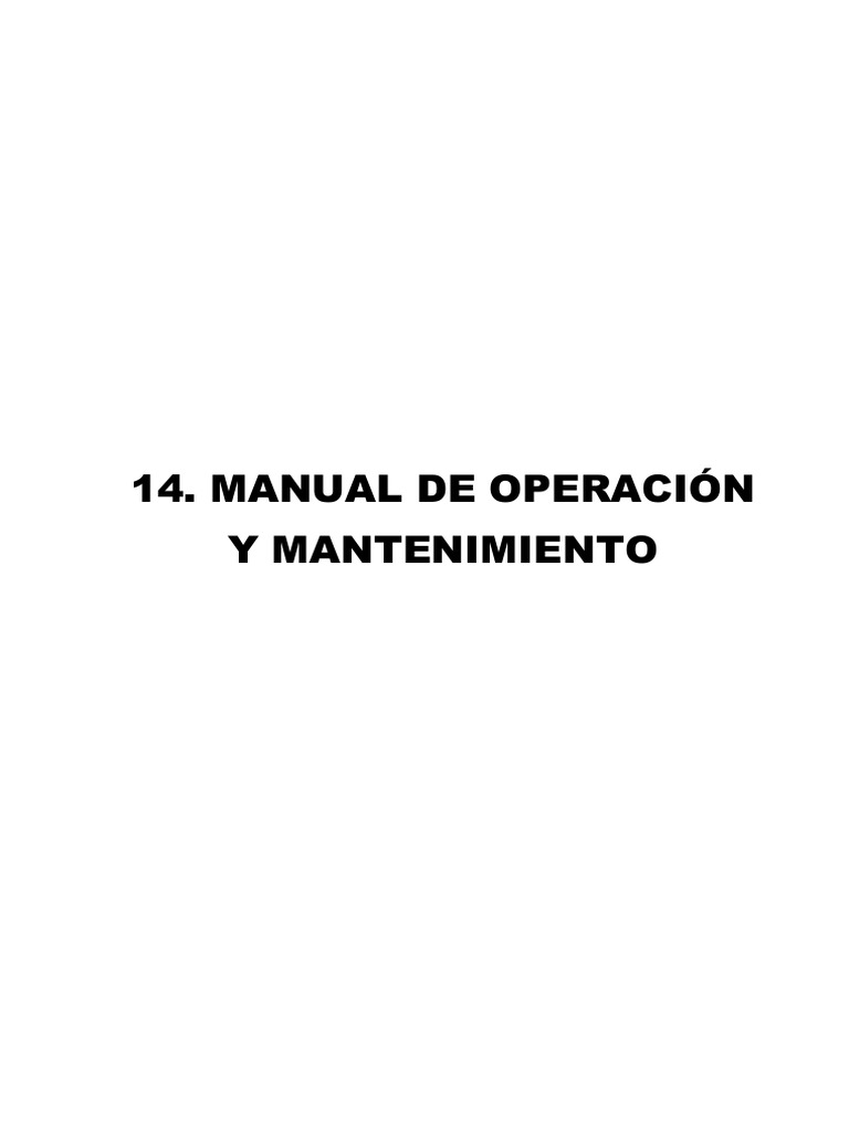 Manual de Operacion y Mantenimiento | PDF