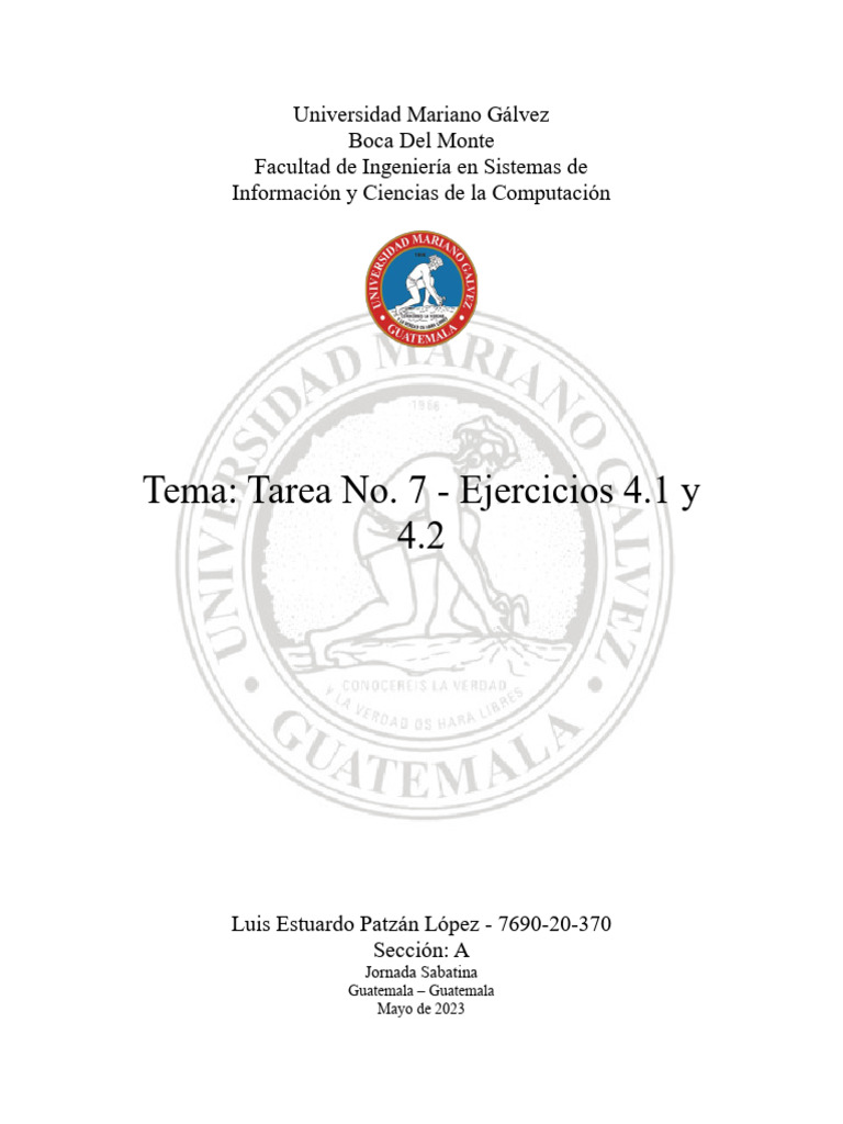 Tarea 7 Primeros Ejercicios 4.1 y 4.2 Capitulo 4 Jacinto Ruiz | PDF