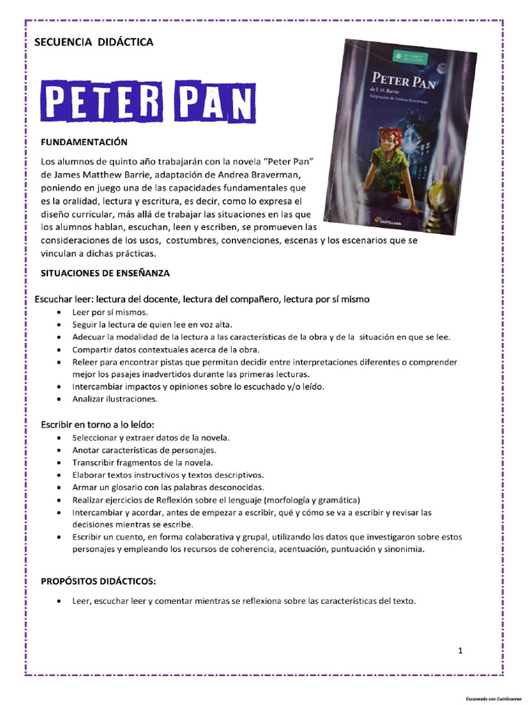 Secuencia Didáctica Peter Pan 2024 | PDF