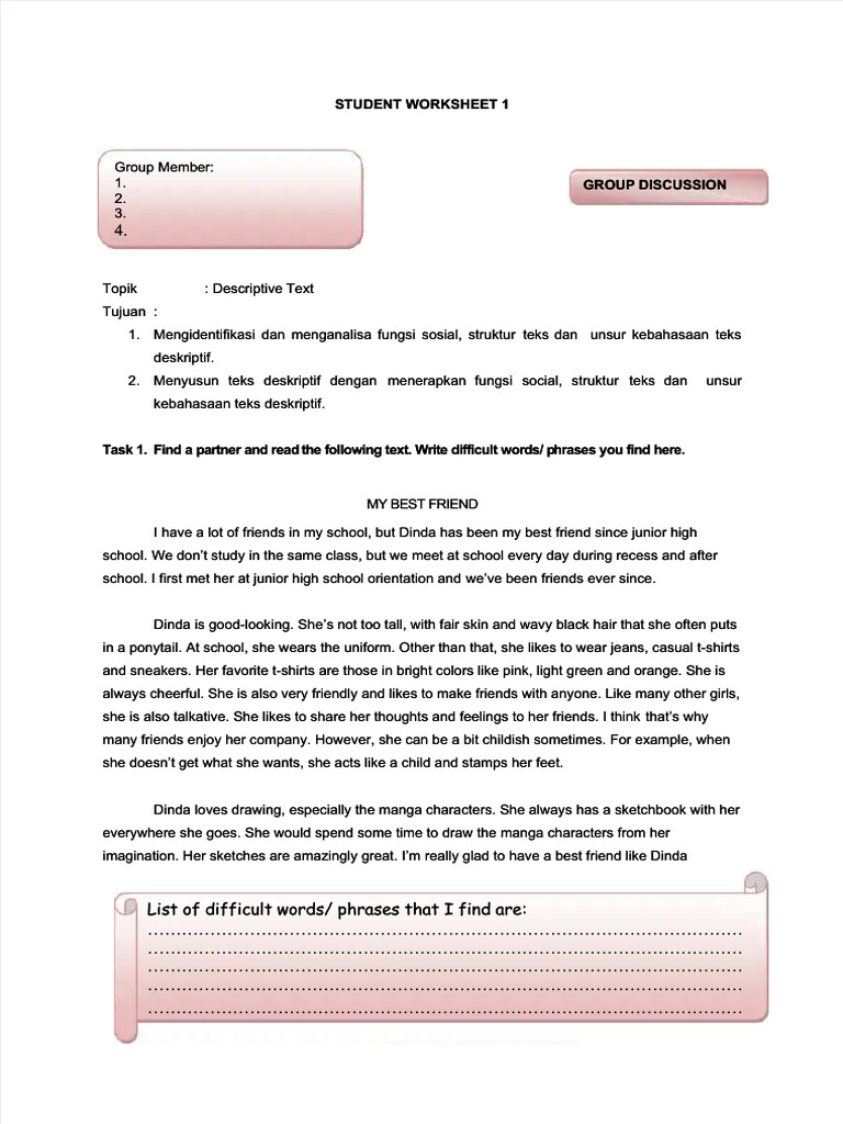 PDF LKPD Descriptive Text Compress | PDF