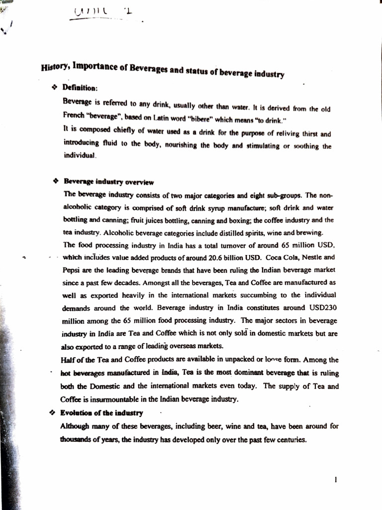 Processing Technology of Beverages Notes 1 | PDF