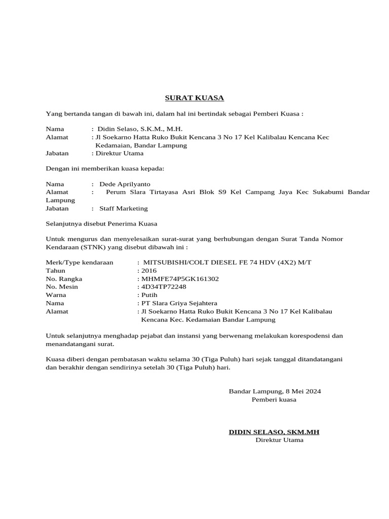 Surat Kuasa Bayar Pajak | PDF