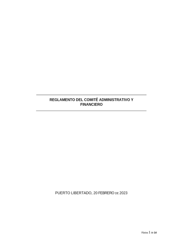 REGLAMENTO DEL COMITE ADMINISTRATIVO Y FINANCIERO ASORECIPLAS[6022] | PDF