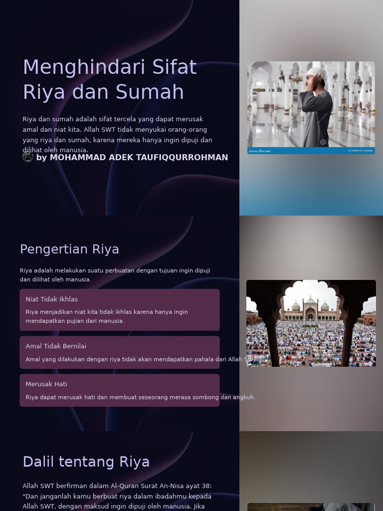 Menghindari Sifat Riya Dan Sumah | PDF
